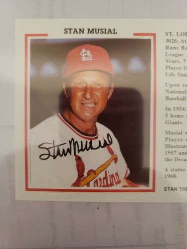 Stan Musial Autographed Photo Postcard St Louis Cardinals Ebay