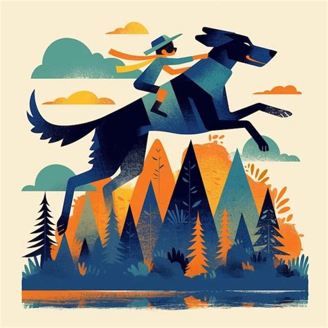 Treeing Walker Coonhound Chasing A Raccoon Premium Ai Generated Vector