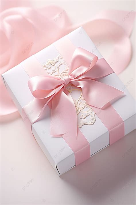 활과 분홍색 리본 넥타이가 달린 흰색 선물 상자 배경 배경 화면 및 일러스트 무료 다운로드 Pngtree