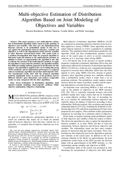 Pdf Multi Objective Estimation Of Distribution Algorithm Based On Joint Modeling Of Objectives