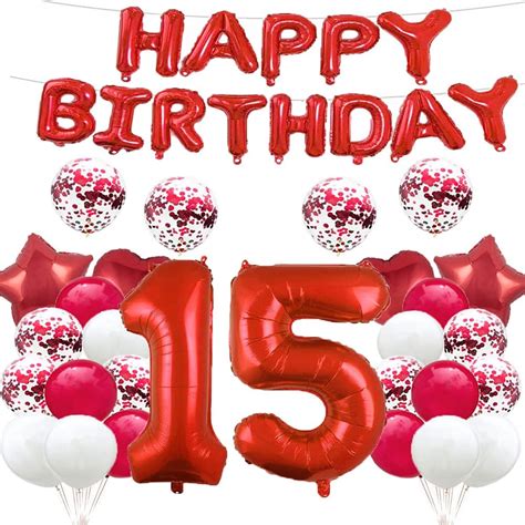 Buy 15th Birthday Balloon 15th Birthday Decorations Red 15 Balloons