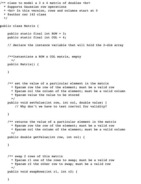 Solved Complete The Class Matrixjava Submit The