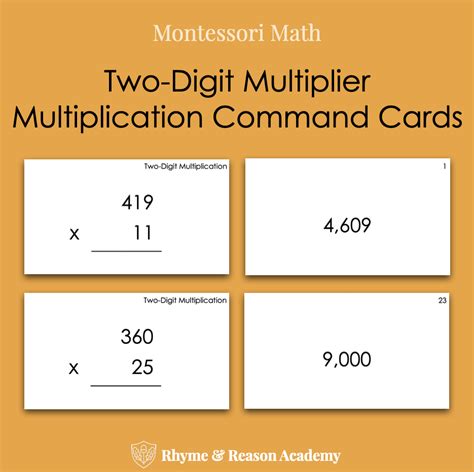Two Digit Multiplier Multiplication Command Cards Rhyme And Reason