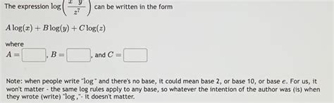 The Expression Log 27 A Log X Blog Y Clog Z Chegg Com