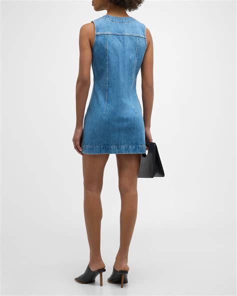 Frame Sleeveless Denim Pocket Mini Dress Neiman Marcus