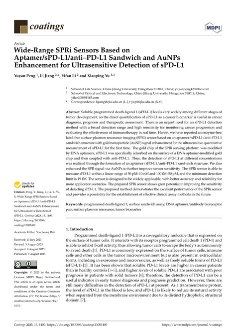pdf wide range spri sensors based on aptamer spd l1 anti pd l1