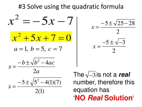 PPT Solving Quadratic Equations Using The Quadratic Formula