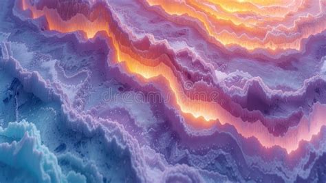 Luminous 3d Terrain Layers With Vibrant Gradient Abstract Art Stock