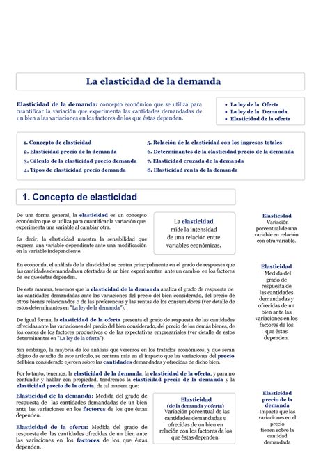 La Elasticidad De La Demanda La Elasticidad De La Demanda Elasticidad De La Demanda Concepto