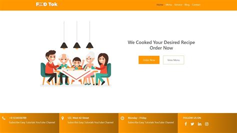 How To Make Restaurant Website Header Using Html Css And Bootstrap