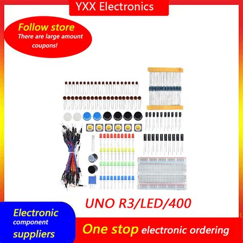 Uno R3 Development Board Learning Kit Parts Pack With Led Light 400 Hole Bread Button Resistance