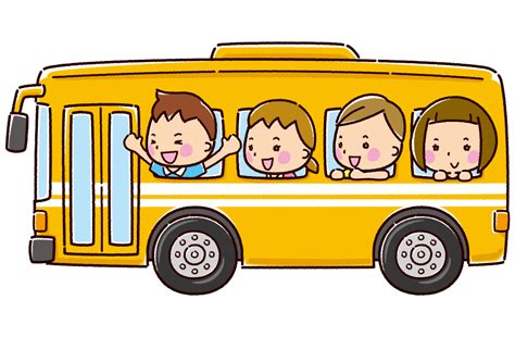 バスに乗った子供のイラストスクールバス イラストくん