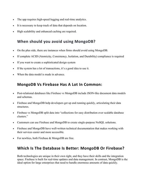 Mongodb Vs Firebase Pdf Databases Computer Software And Applications