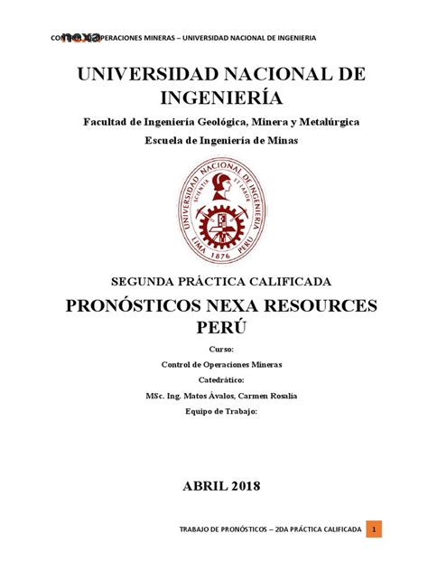 2da Prctica Control Nexa Milpo Pdf Minería Perú