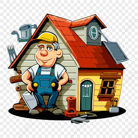 집 수리 벡터만화클립 아트상표 Png 일러스트 무료 다운로드 Lovepik