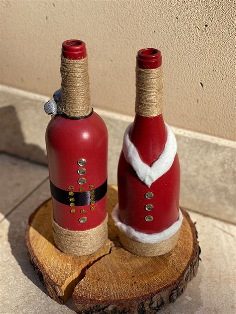 Mr And Mrs Clause Wine Bottles Etsy