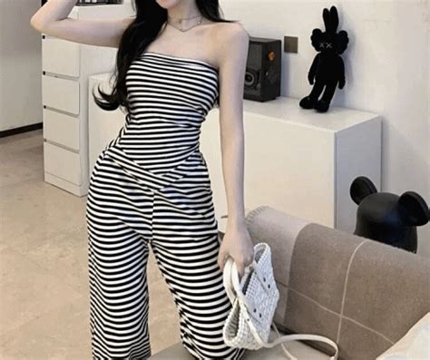 스텝 Set 스판 단가라 튜브탑 팬츠 투피스 세트 에이블리