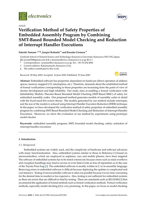 Pdf Smt Based Bounded Model Checking Of Embedded Assembly Program With Interruptions