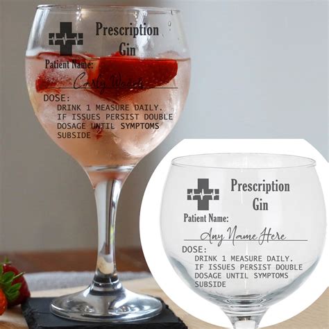 Personalised Engraved Gin Glass Prescription Gin Novelty Etsy Uk