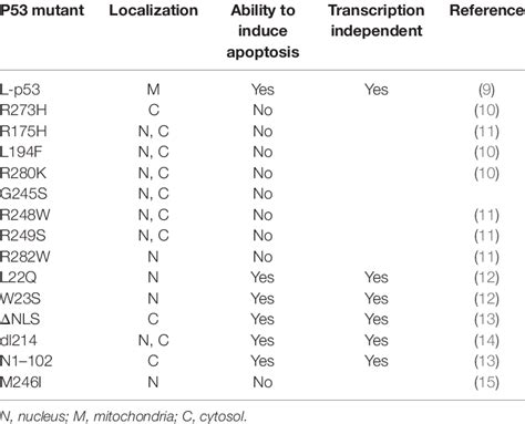 P53 Mutants Localization And Function Download Table