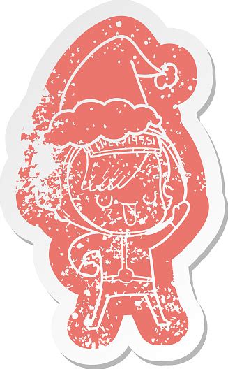 산타 모자를 쓴 우주 비행사 여자의 기발한 만화 고민 스티커 낙서 드로잉에 대한 스톡 벡터 아트 및 기타 이미지 낙서 드로잉 데칼 만화 Istock