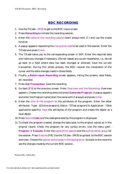 Recording Steps In Sap Bdc