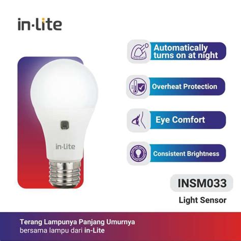 Jual Lampu Led In Lite Sensor Cahaya 9w 9 Watt Menyala Otomatis Malam
