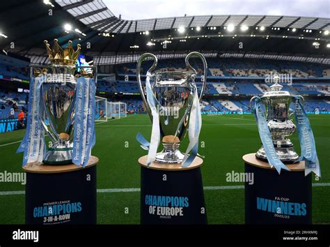 A General View Of The Premier League Trophy The Champions League