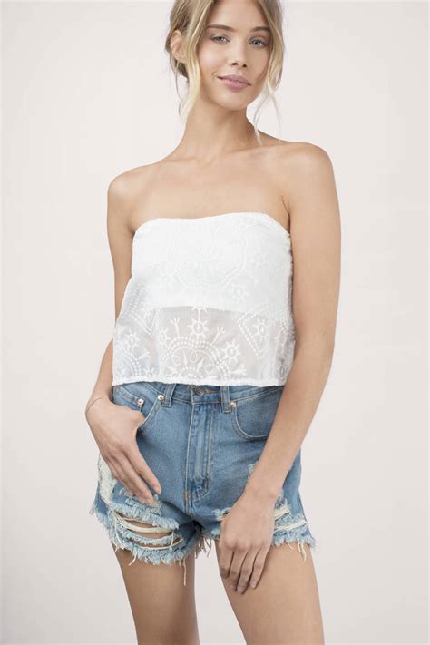 Cute White Crop Top Strapless Top White Top White Crop Top 21 Tobi Us