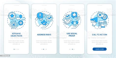 Objection Handling Techniques Blue Onboarding Mobile App Screen Stock Illustration Download