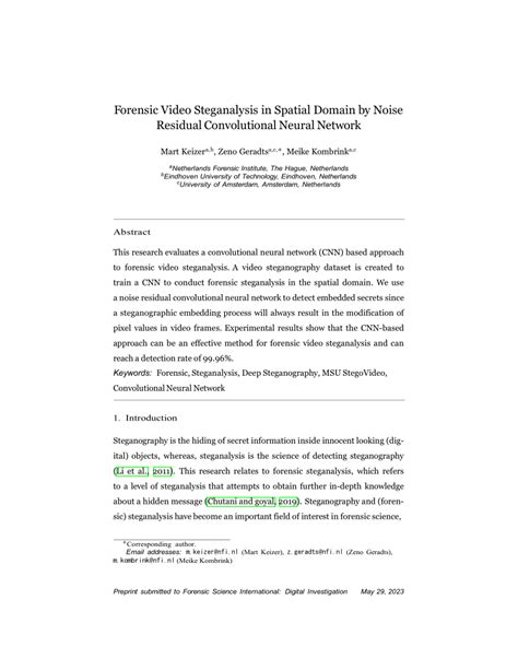 Pdf Forensic Video Steganalysis In Spatial Domain By Noise Residual Convolutional Neural Network