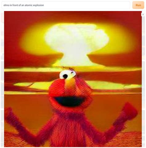 Elmo In Front Of An Atomic Explosion R Weirddalle
