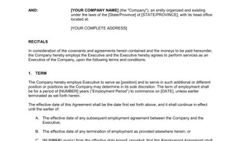Allowance Contract Template Employment Agreement Executive With Car Allowance Template