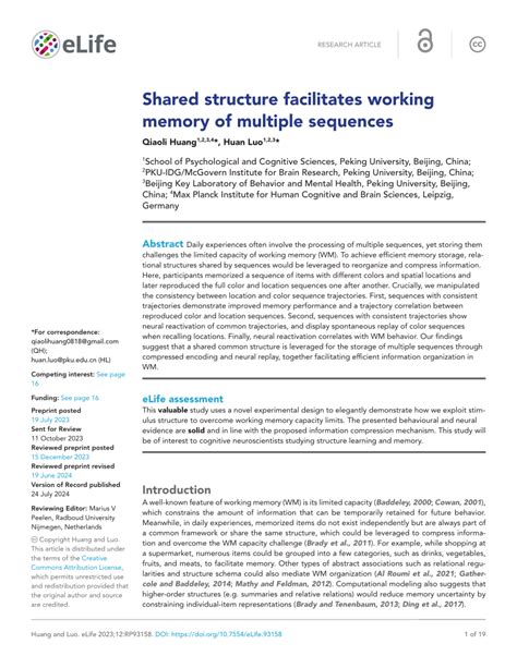 Pdf Shared Structure Facilitates Working Memory Of Multiple Sequences