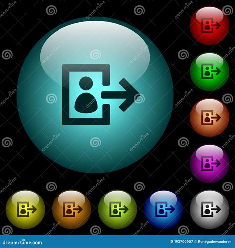 User Logout Icons In Color Illuminated Glass Buttons Stock Vector