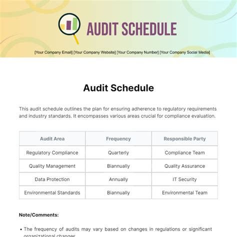 Free Audit Schedule Template To Edit Online
