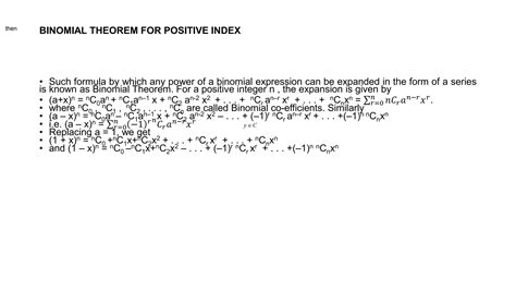 Binomial Theorem For Any Index Real Pptx