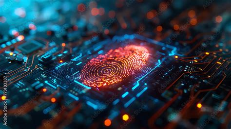Digital Biometric Security And Identify By Fingerprint Concept Scanning System Of The