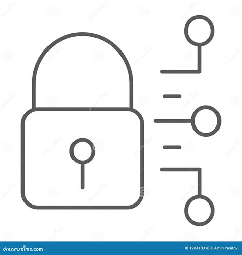 Cyber Security Thin Line Icon Protection And Security Digital Padlock Sign Vector Graphics A