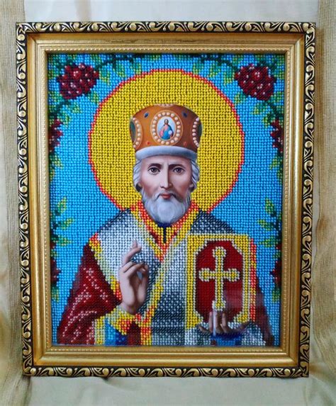 Ікона вишита св миколай чудотворець — цена 1200 грн в каталоге Иконы Купить товары для дома и