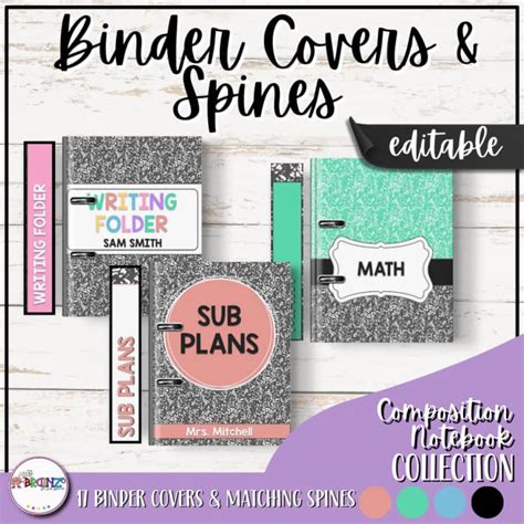 Editable Binder Covers And Spines Composition Notebook Backgrounds Ppt And Pdf