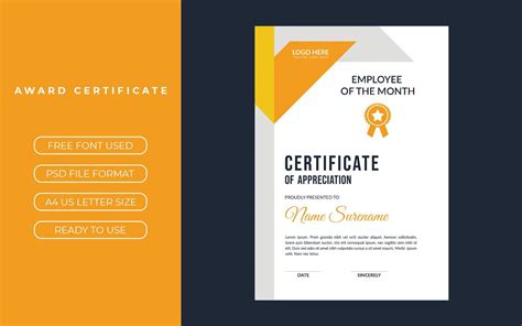 Certificate Design Certificate Templates Letter Size Free Font Awards Pie Chart Names
