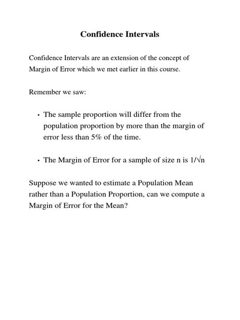 Confidence Intervals Pdf Confidence Interval Errors And Residuals