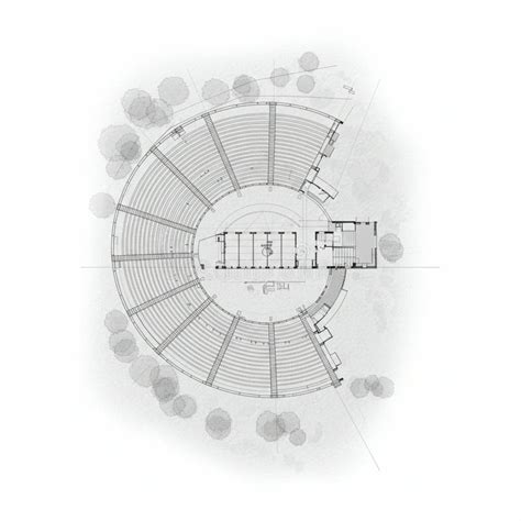 Architectural Blueprint Of A Semi Circular Amphitheater Design Features Concentric Stock