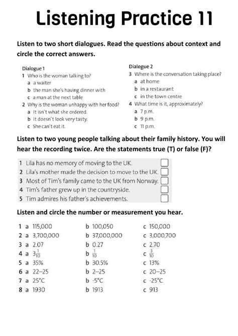 Intermediate Listening Practice Worksheet Practices Worksheets Listening English As A Second