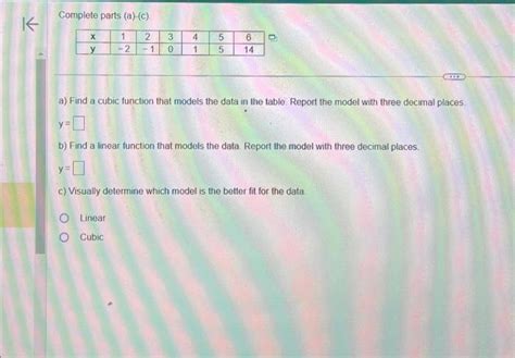 Solved K Complete Parts A C Y X Y Y 1 2 2 3 1 0 O