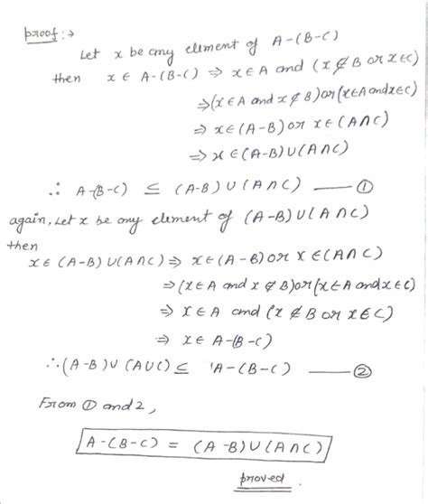 [solved] prove a − b − c a − b ∪ a ∩ c conclude that if a