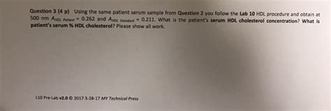 Question 3 4 P Using The Same Patient Serum Sample Question 3 4 P Using The Same Patient Serum Sample