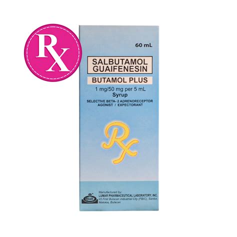 Butamol Plus Salbutamol Guaifenesin 1mg 50mg 5ml Syrup 60ml