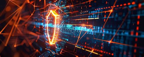 High Tech Cyber Security Background Featuring A Glowing Shield Icon